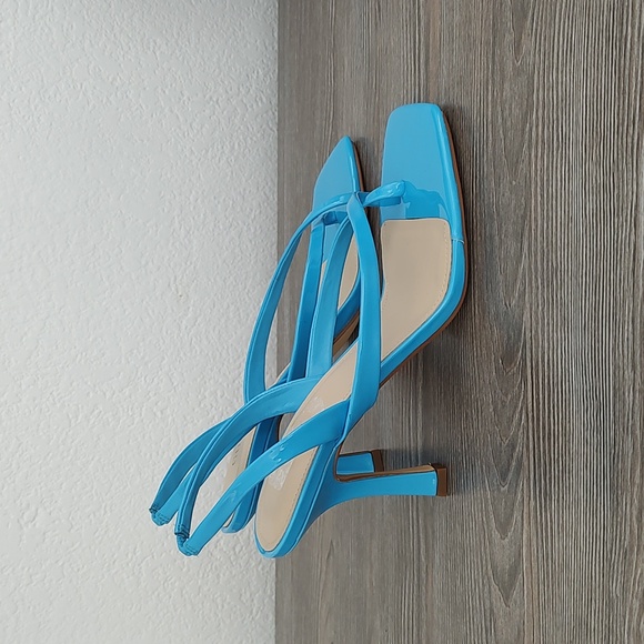 Guess | Shoes | New Guess Patent Turquoise Blue Square Toe High Heel ...